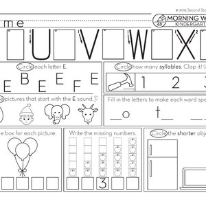 Kindergarten Daily Spiral Review Worksheets, Educational Activity, Home ...