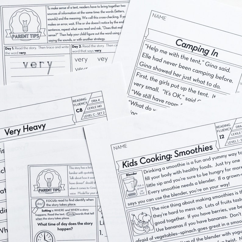 1st Grade Reading Fluency Worksheets