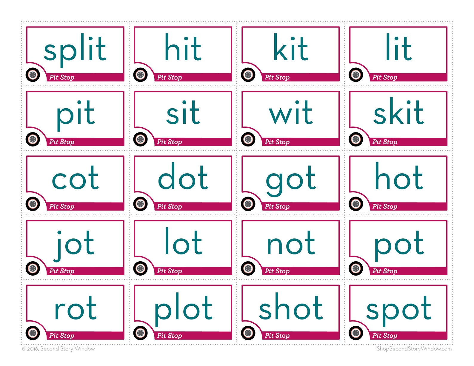 Pit Stop Game Short Vowel Phonics Letter Sound Printable Game ...