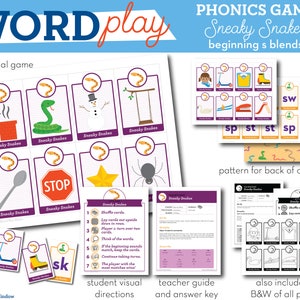 Sneaky Snakes Game - Phonics Blends Letter Sound Printable Game ...