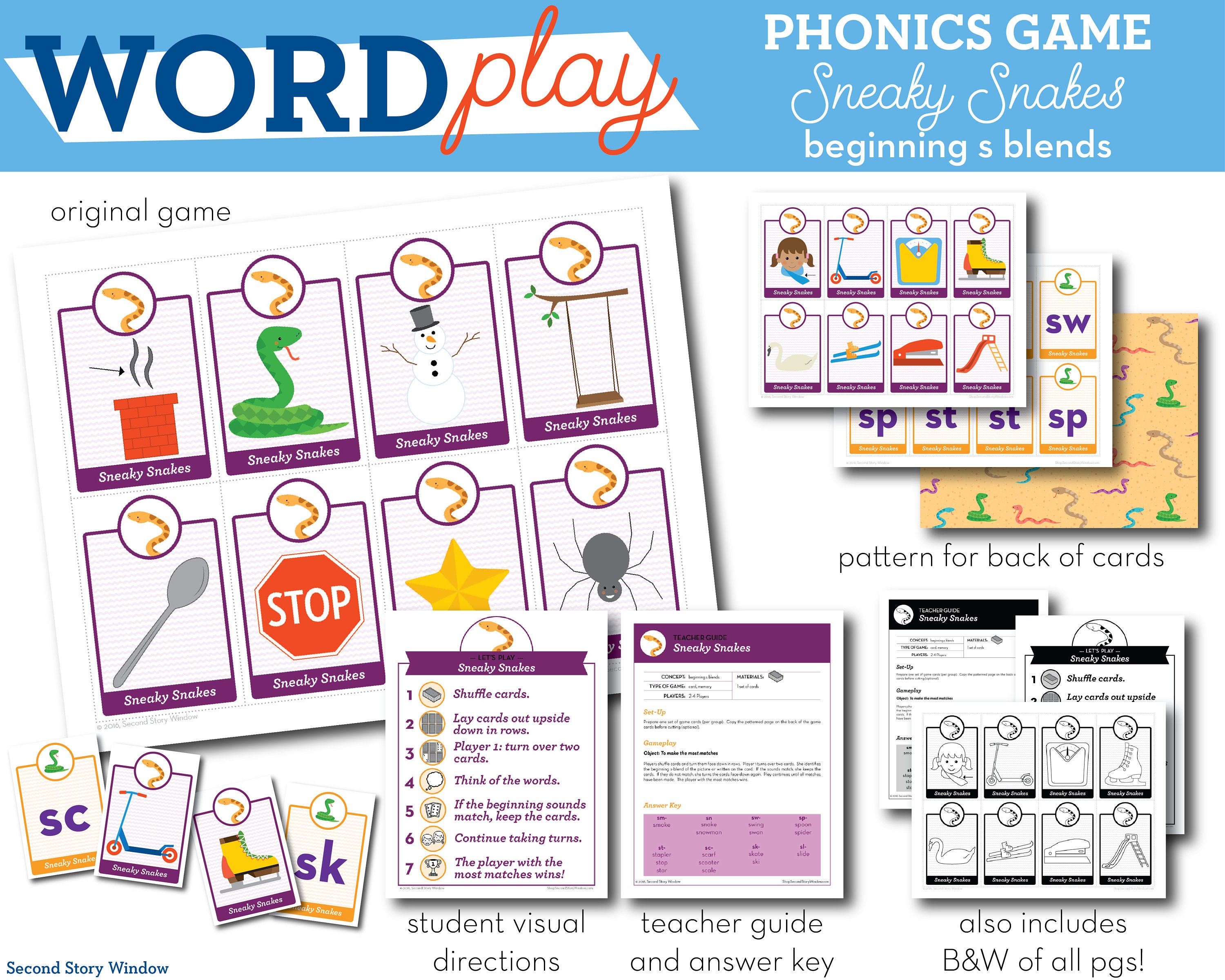 Sneaky Snakes Game Phonics Blends Letter Sound Printable Game ...