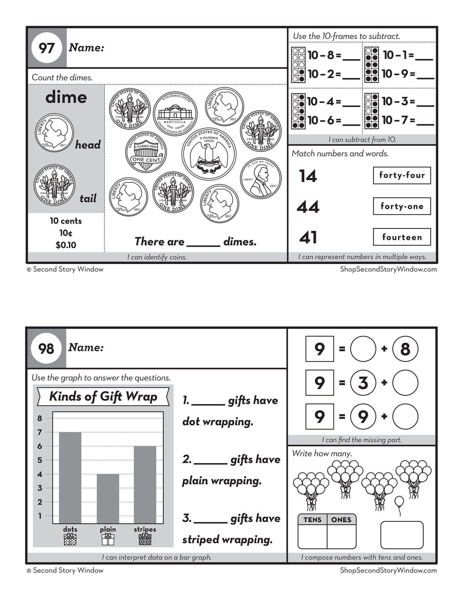 1st Grade Math and Reading Homework Worksheets, Educational Activity ...