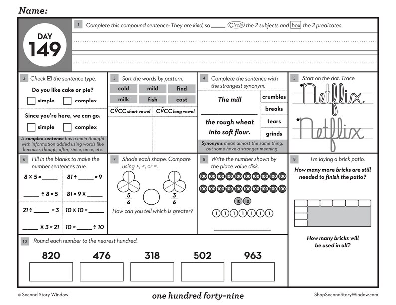 3rd Grade Daily Spiral Review Worksheets Educational - Etsy