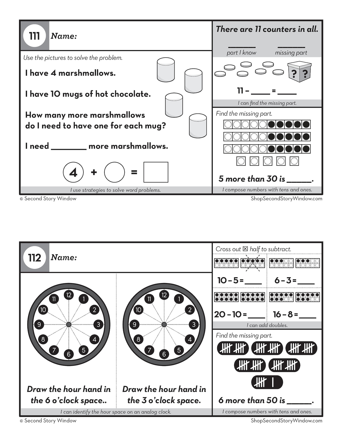 1st Grade Math and Reading Homework Worksheets Educational - Etsy