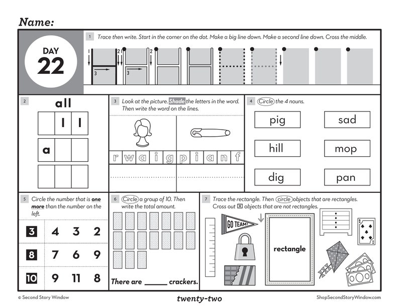 1st Grade Daily Spiral Review Worksheets Educational | Etsy