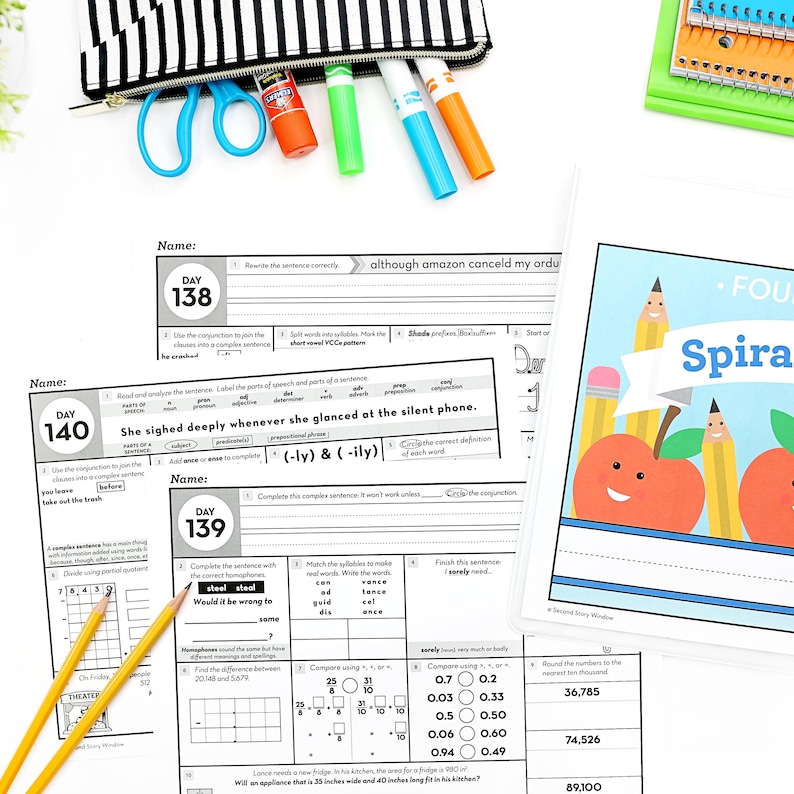 4th Grade Daily Spiral Review Worksheets, Educational Activity, Home ...