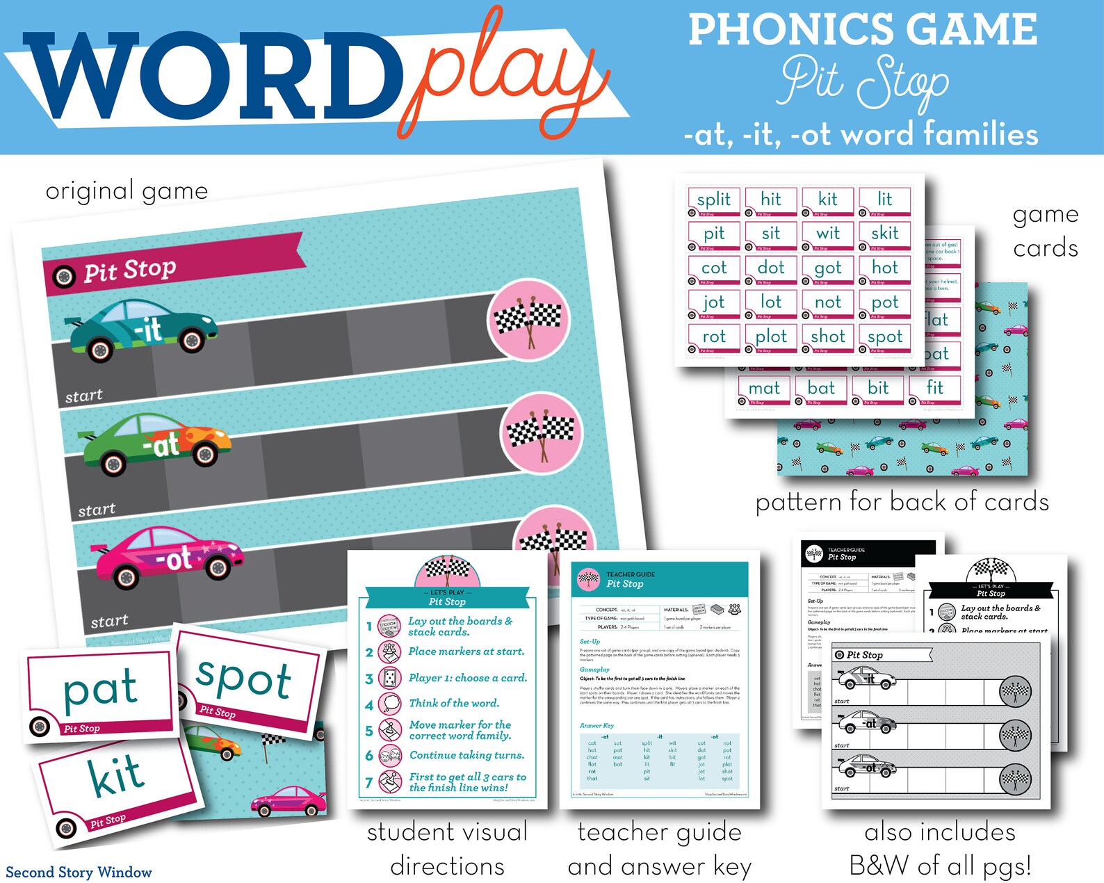 Pit Stop Game Short Vowel Phonics Letter Sound Printable Game ...