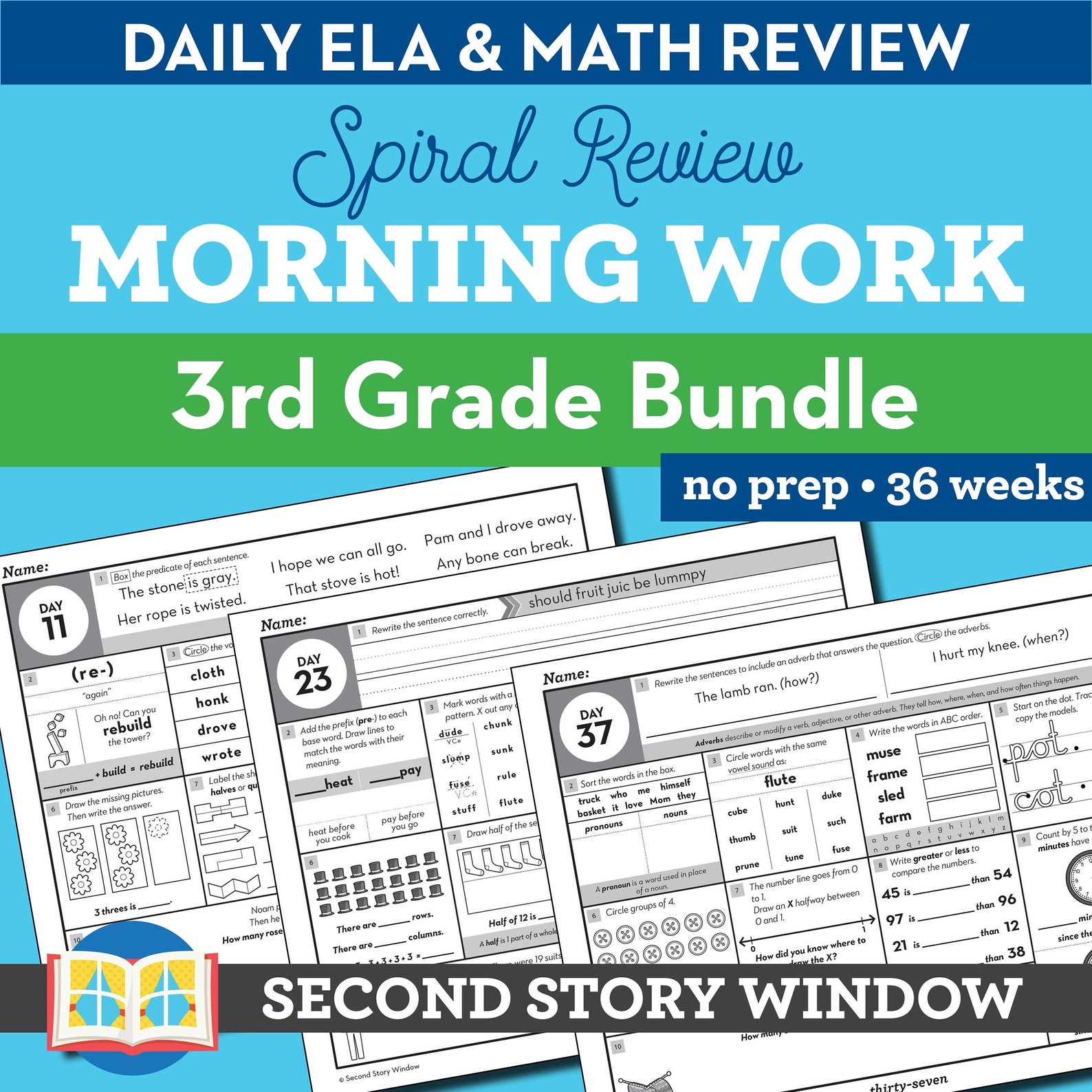 3rd Grade Daily Spiral Review Worksheets, Educational Activity, Home ...
