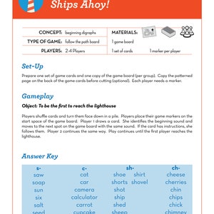 Ships Ahoy Game - Phonics Digraph Letter Sound Printable Game ...