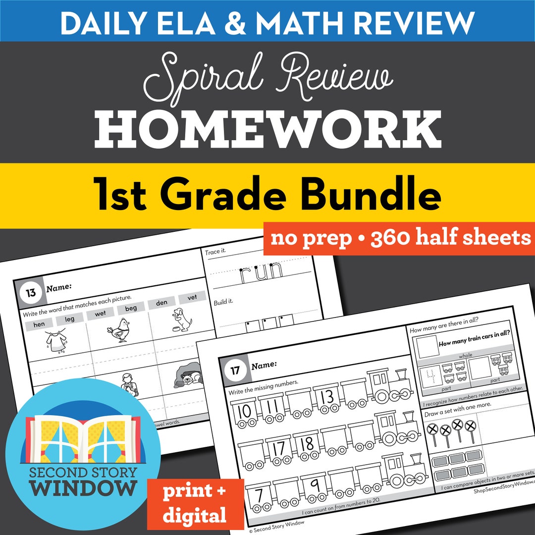 1st Grade Math and Reading Homework Worksheets, Educational Activity ...