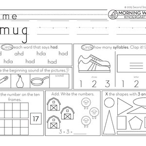 Kindergarten Daily Spiral Review Worksheets, Educational Activity, Home ...