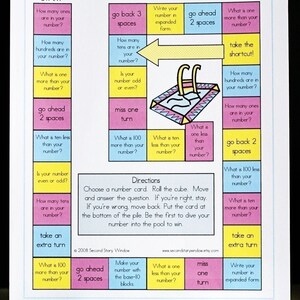Place Value Pool Printable Math Game and Skill Sheet - Etsy
