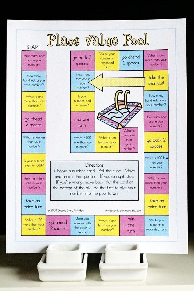 Place Value Pool Printable Math Game and Skill Sheet - Etsy