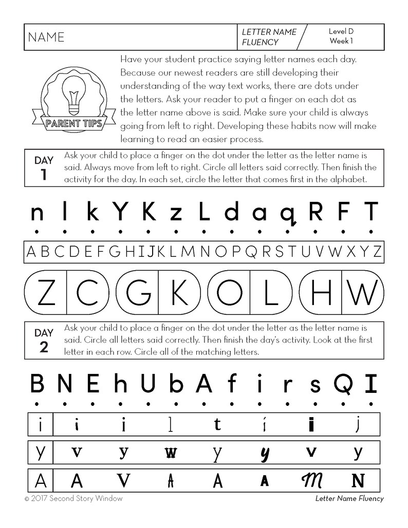 Letter Names, ABC, Alphabet Fluency Practice for Homework or Homeschool ...