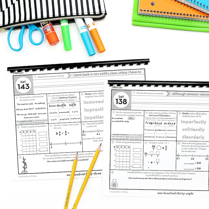 4th Grade Daily Spiral Review Worksheets Educational - Etsy