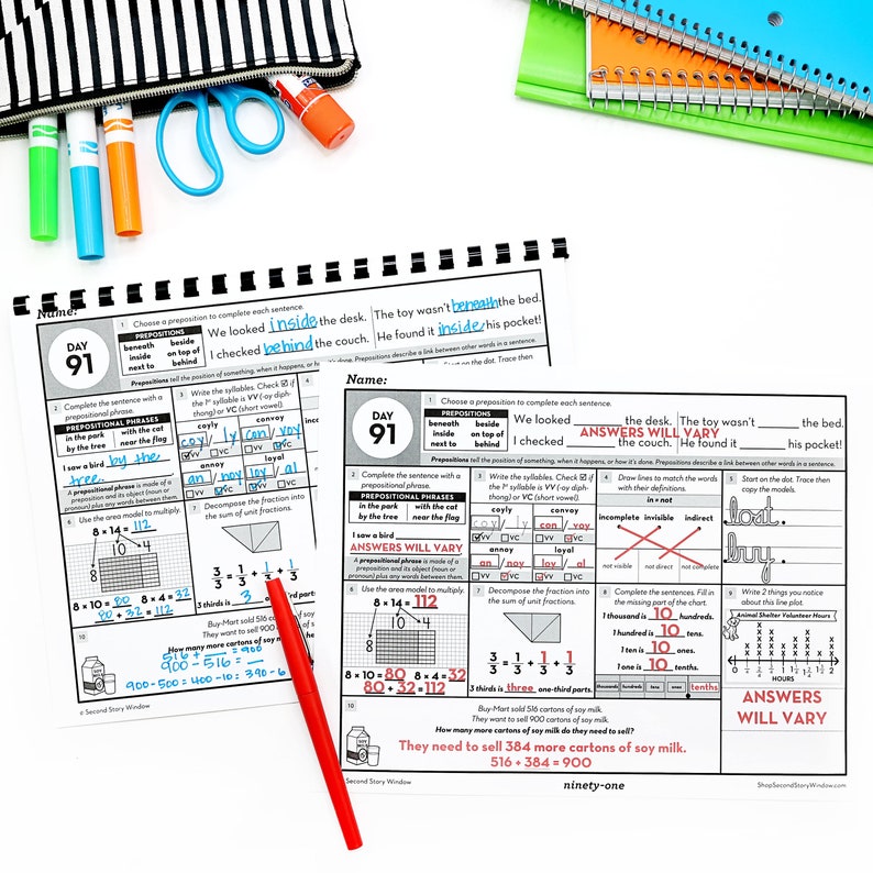 4th Grade Daily Spiral Review Worksheets, Educational Activity, Home ...