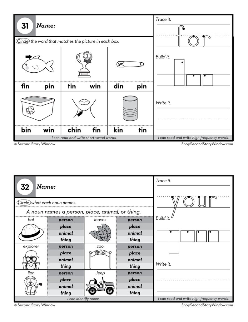 1st Grade Math and Reading Homework Worksheets, Educational Activity ...