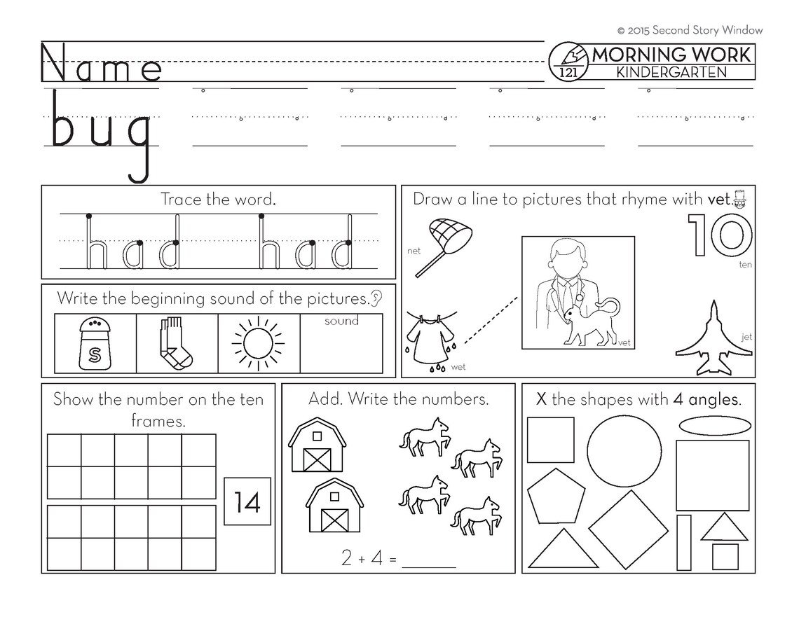 Kindergarten Daily Spiral Review Worksheets Educational - Etsy