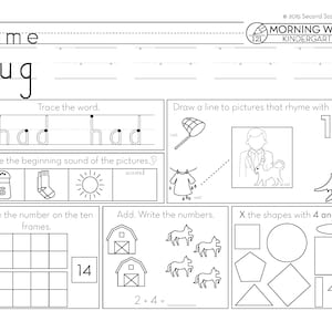 Kindergarten Daily Spiral Review Worksheets, Educational Activity, Home ...