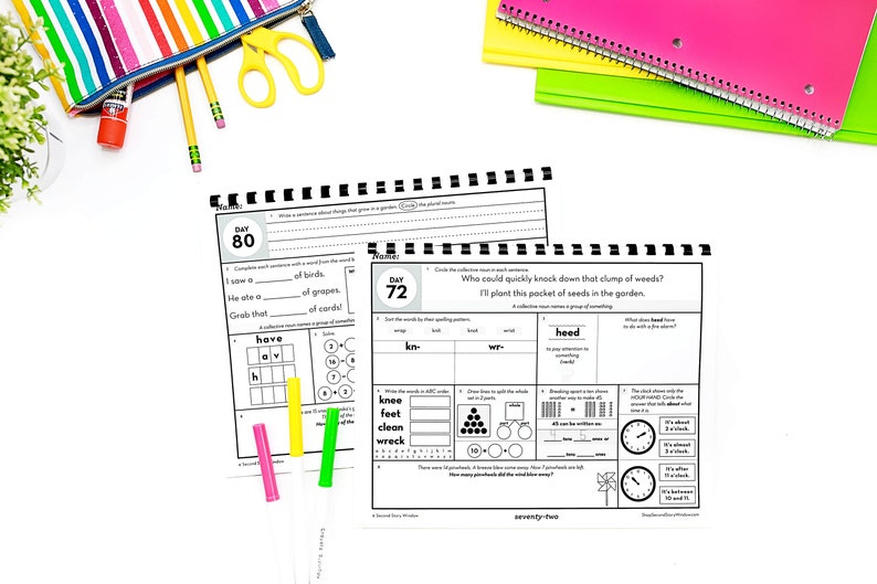 2nd Grade Daily Spiral Review Worksheets, Educational Activity, Home ...