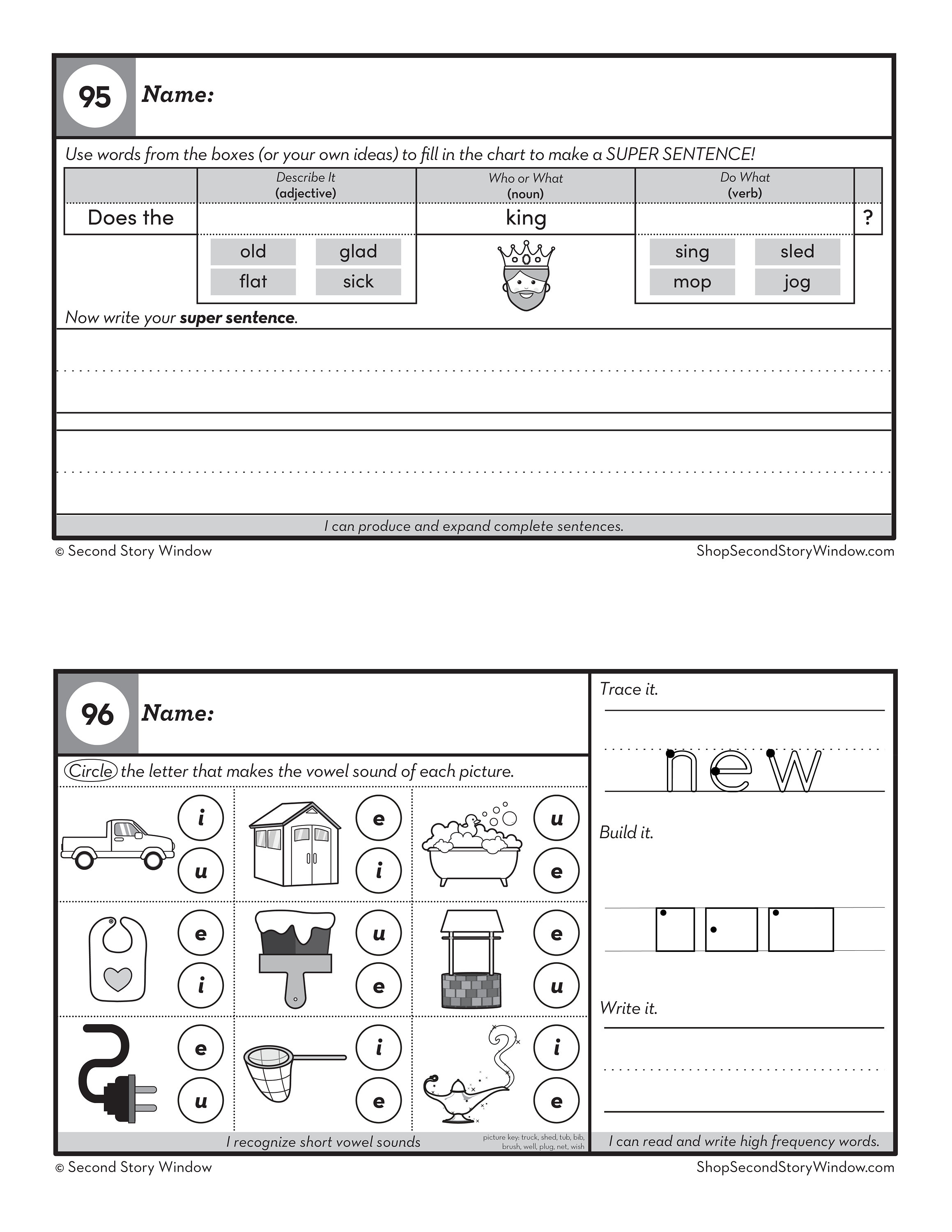 1st Grade Math and Reading Homework Worksheets, Educational Activity ...