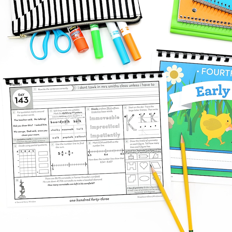 4th Grade Daily Spiral Review Worksheets, Educational Activity, Home ...