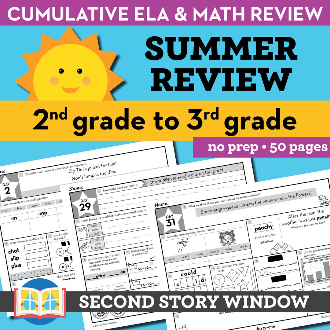 2nd Grade Worksheets Summer Workbook Printable Daily Summer Packet ...