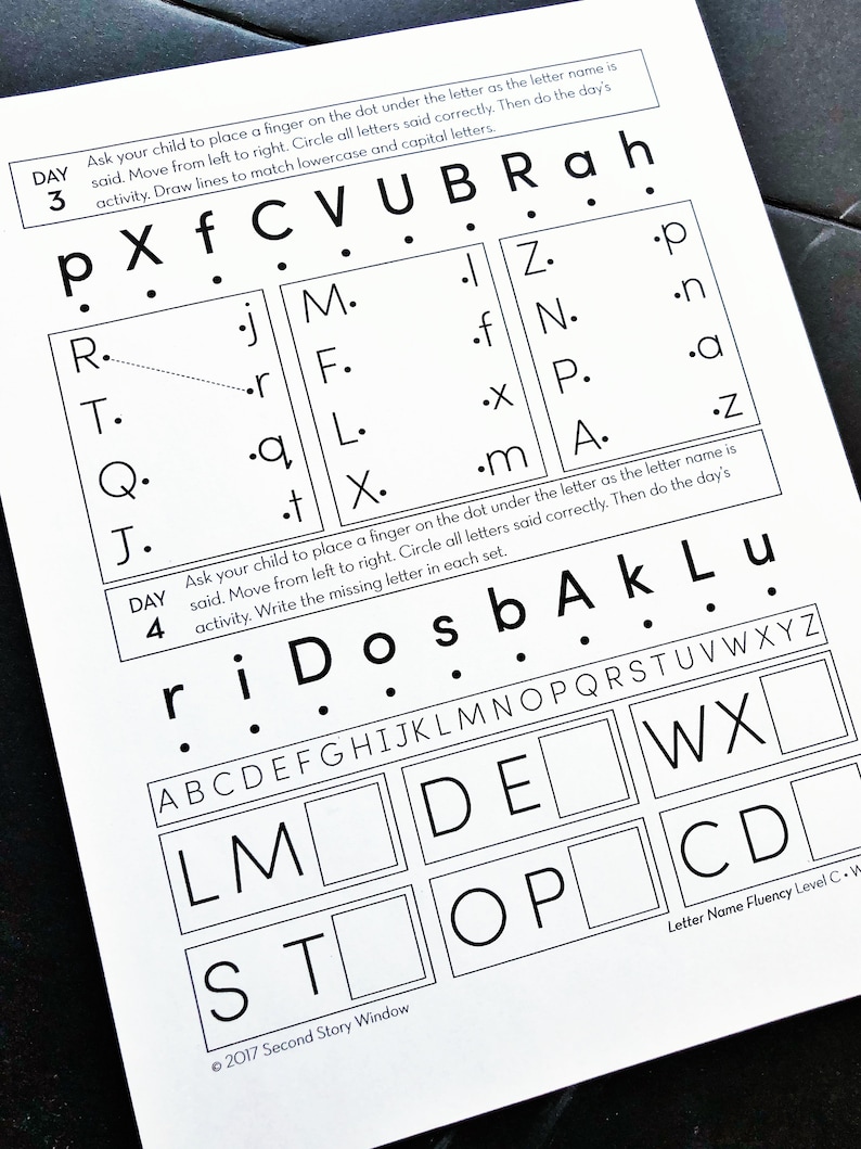 Letter Names, ABC, Alphabet Fluency Practice for Homework or Homeschool ...