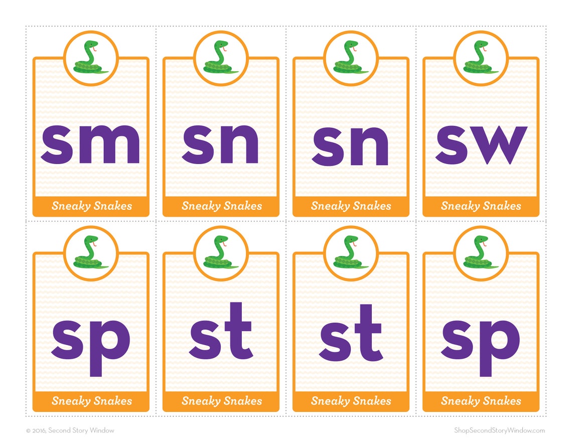 Sneaky Snakes Game Phonics Blends Letter Sound Printable - Etsy