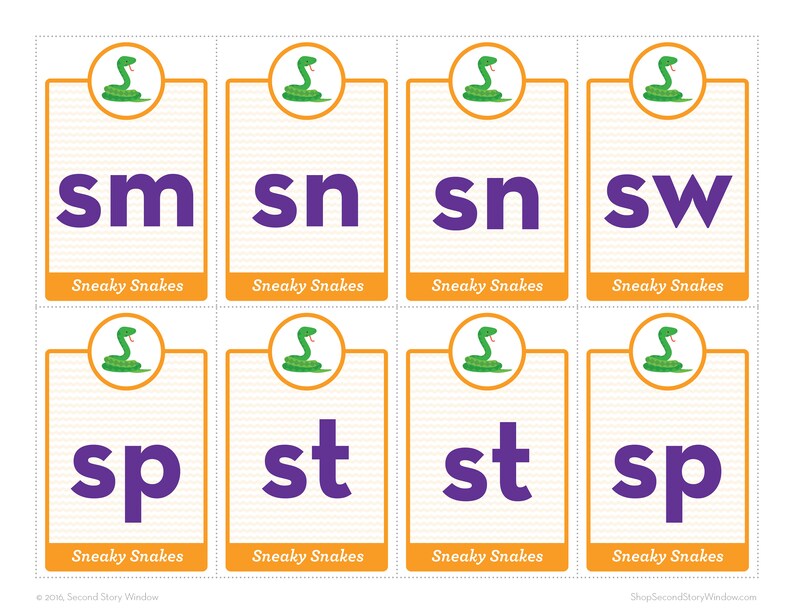 Sneaky Snakes Game Phonics Blends Letter Sound Printable Game ...