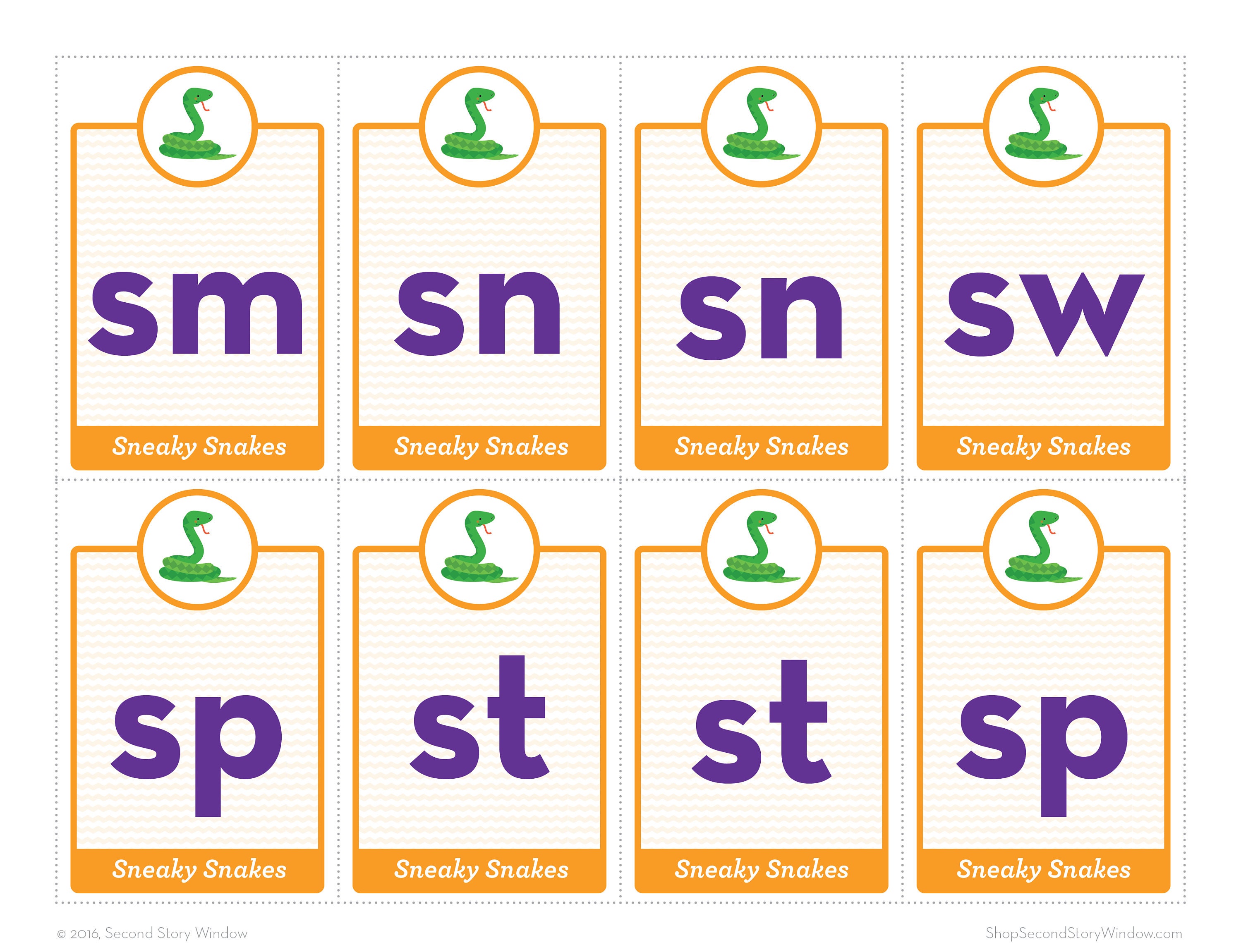 Sneaky Snakes Game Phonics Blends Letter Sound Printable Game ...