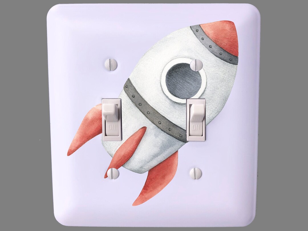 Space Light Switch Cover Double Toggle Switch Plate Nursery Decor Wall ...