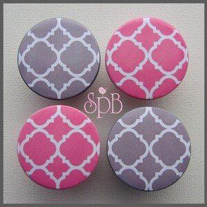 Pink Knobs Grey Quatrefoil Drawer Pulls Moroccan Style Knobs Dresser ...