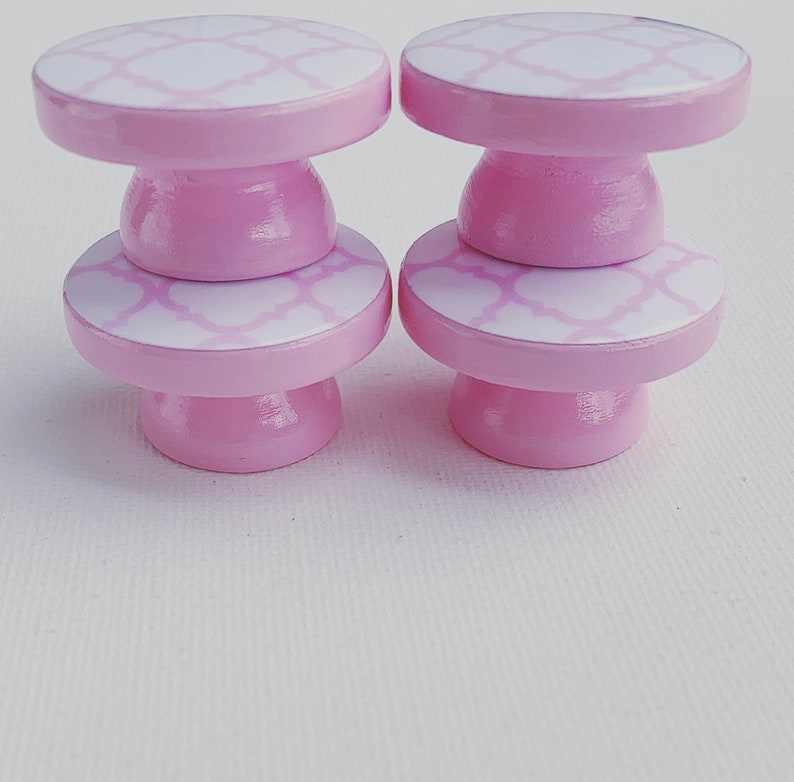 Pink Drawer Knobs Drawer Pulls Pink Quatrefoil Knobs - Etsy