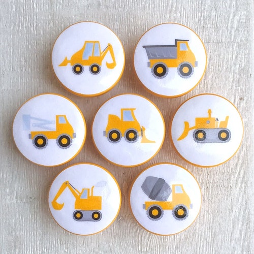 CONSTRUCTION TRUCKS KNOBS Boys Drawer Pulls Kids Nursery Room - Etsy