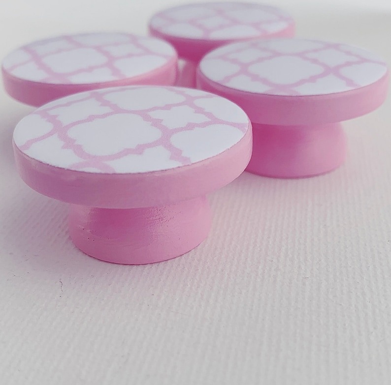 Pink Drawer Knobs Drawer Pulls Pink Quatrefoil Knobs - Etsy