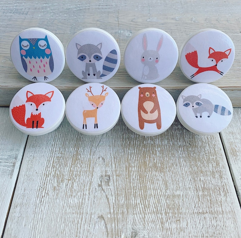 Woodland Animal Drawer Knobs Forest Animals Fox Drawer - Etsy