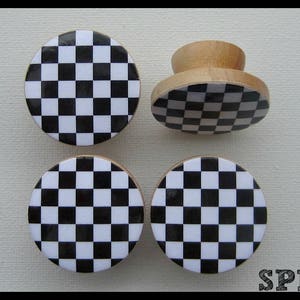Black and White Checkered Knobs, Kitchen Decor, Dresser Knobs, Teen Room, Laundry Room Decor ...