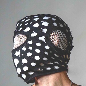 Ski Mask, Black and White Balaclava Handmade Special Design Unique Face ...