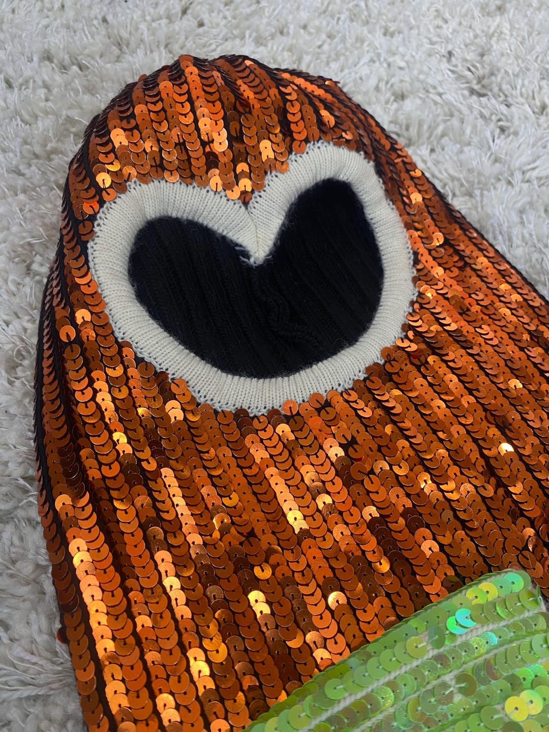 Handmade Balaclava Mask, Copper Sequin Bead Embroidered Ski Mask ...