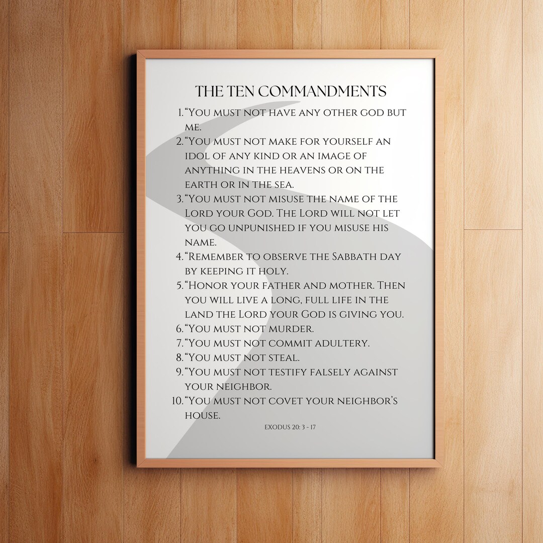 The Ten Commandments Wall Art: Christian Scripture Print (digital ...