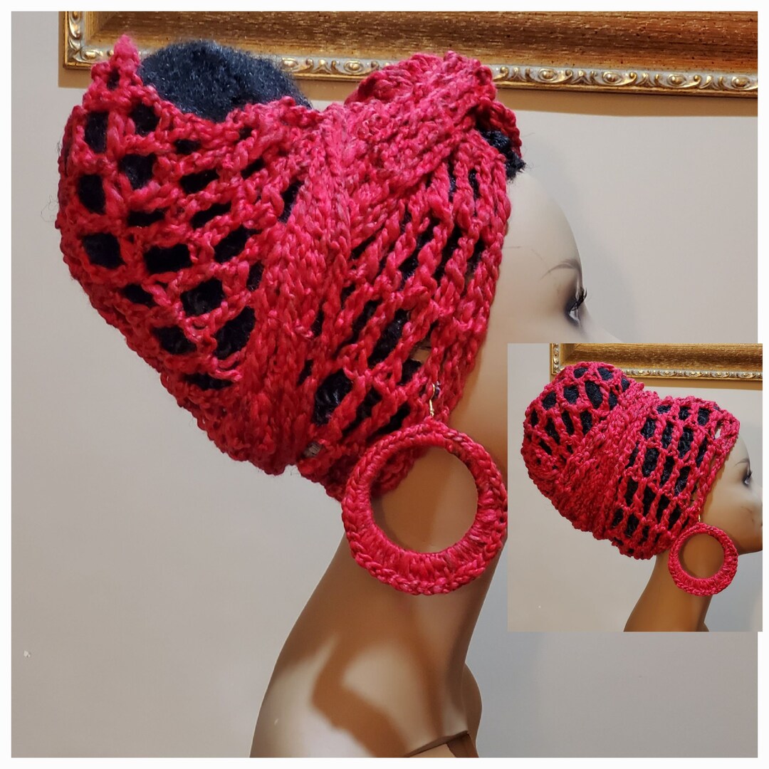 The Original Makeeda Yohari Crochet Head Wrap and Earring Set - Etsy UK