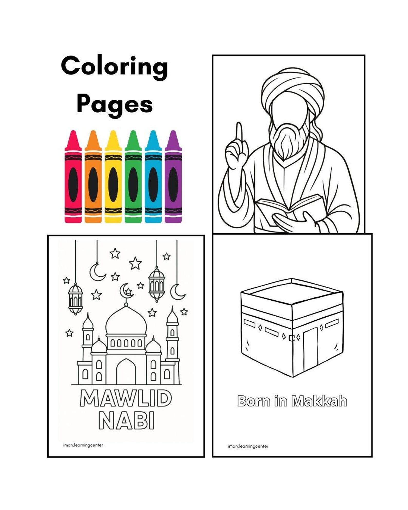 Printable Coloring Pages on the Birth of Prophet Muhammad Ages 3 to 5 ...