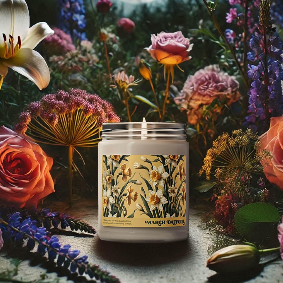 Birth Flower Candle, March Flower, Daffodil, Birth Flower Gift, Flower ...