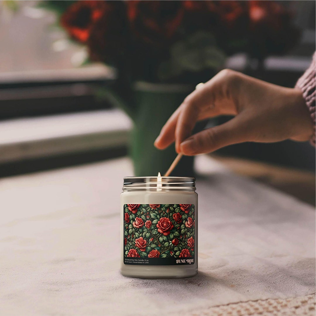 Birth Flower Candle, June Flower, Rose, Birth Flower, Garden Girl ...