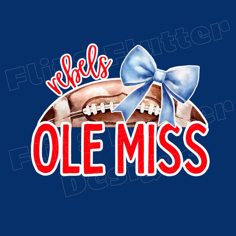 Ole Miss Rebels Football Hotty Toddy With Bow DTF Sublimation PNG - Etsy
