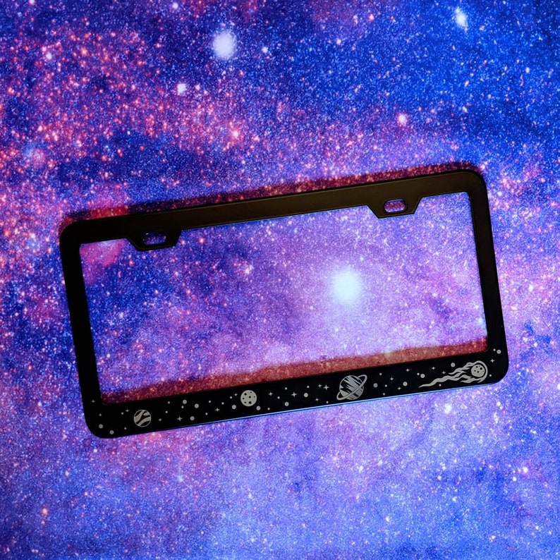 Space & Galaxy Themed METAL Laser Etched License Plate Frame | Etsy
