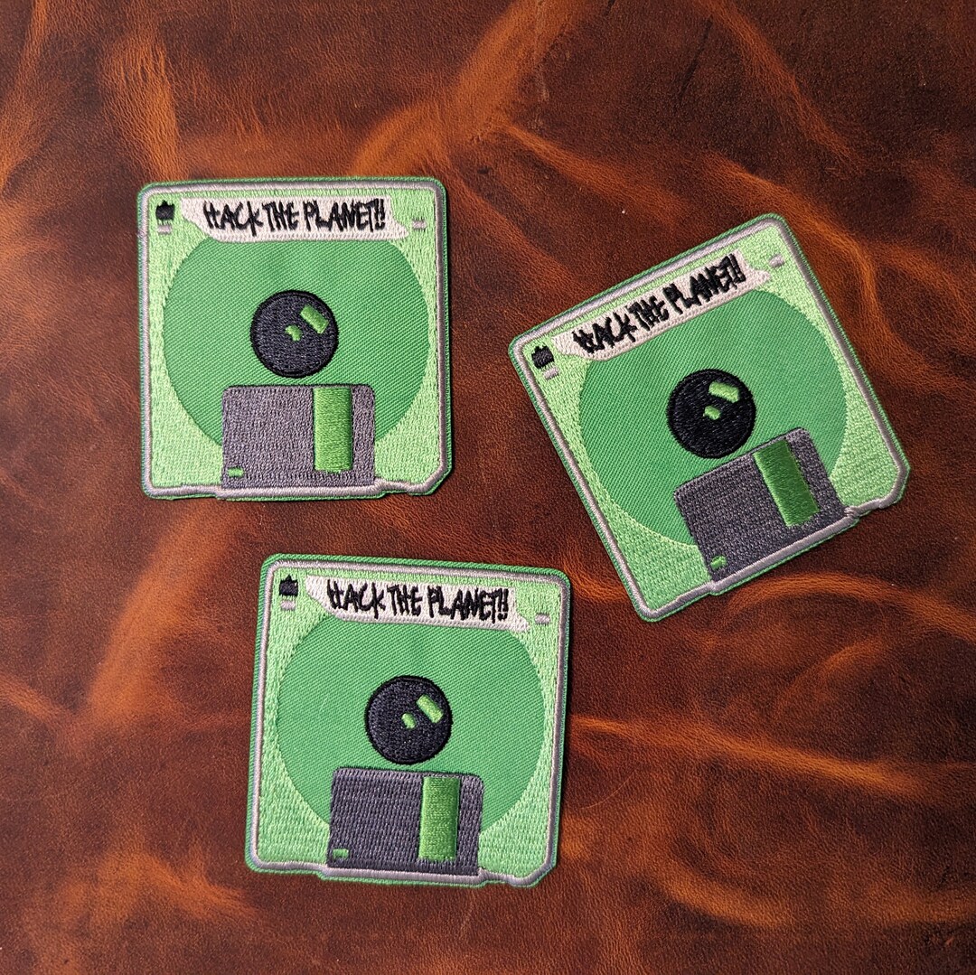 Hack the Planet Embroidered Patch Hacking Hacker Floppy Disk Computer ...