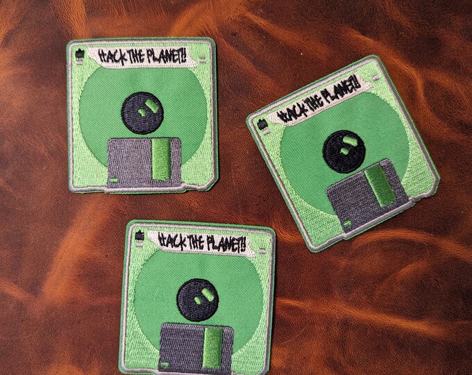 Hack the Planet Embroidered Patch Hacking Hacker Floppy Disk Computer ...