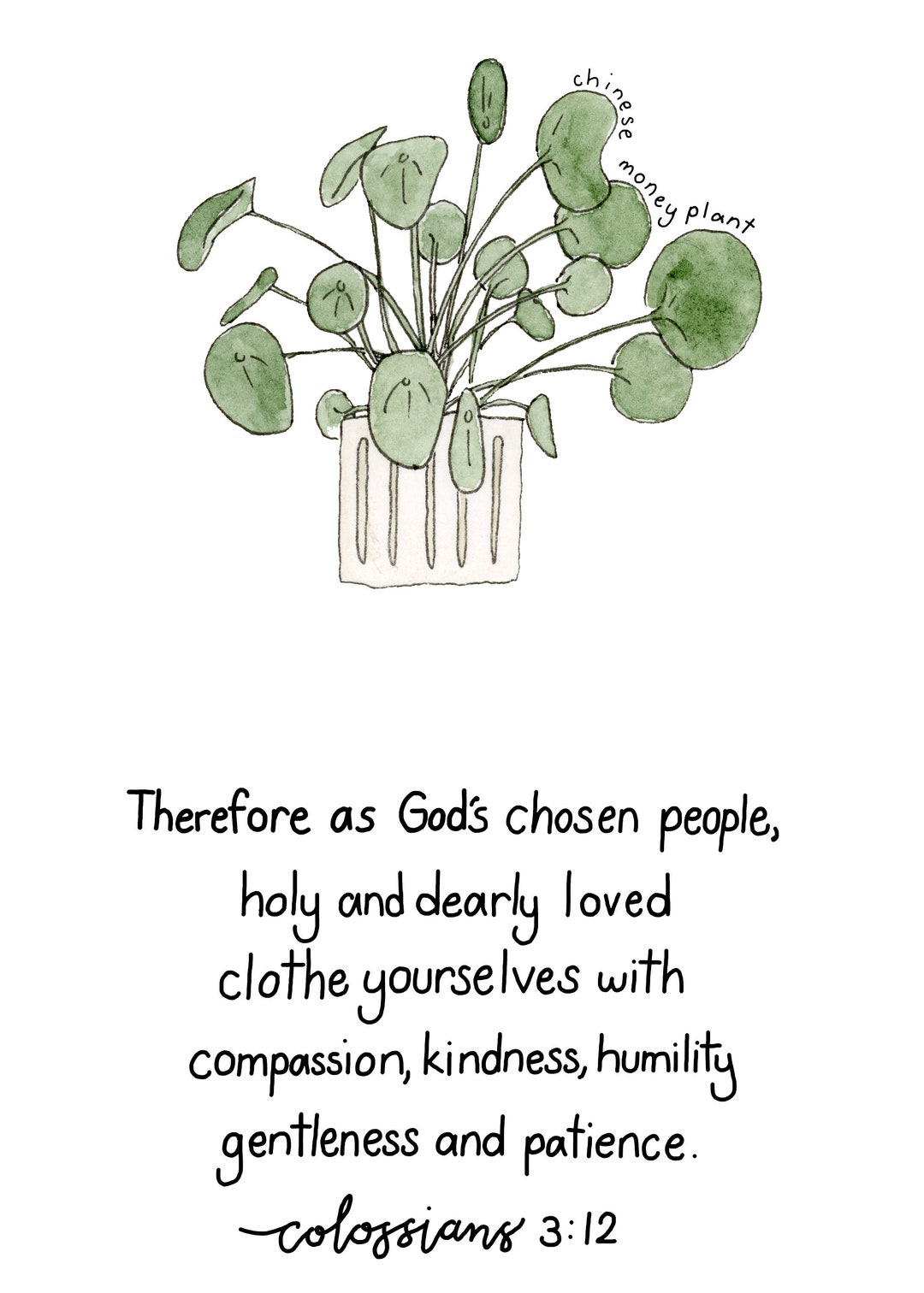 Colossians 3:12 - Potted Plant Set - 4x6 Bible Verse Card - Digital ...